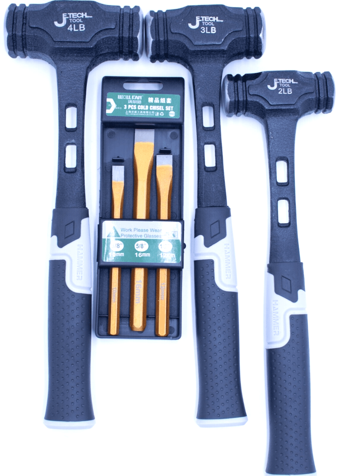 Rock Hammer W/Cold Chisels Fossicking Prospecting Steel Shaft Mash Club ...