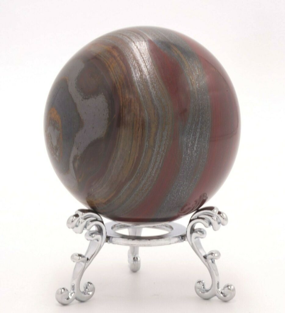 Western Australia Jasper Banded Iron 63mm Rock Stone Sphere Free Stand ...